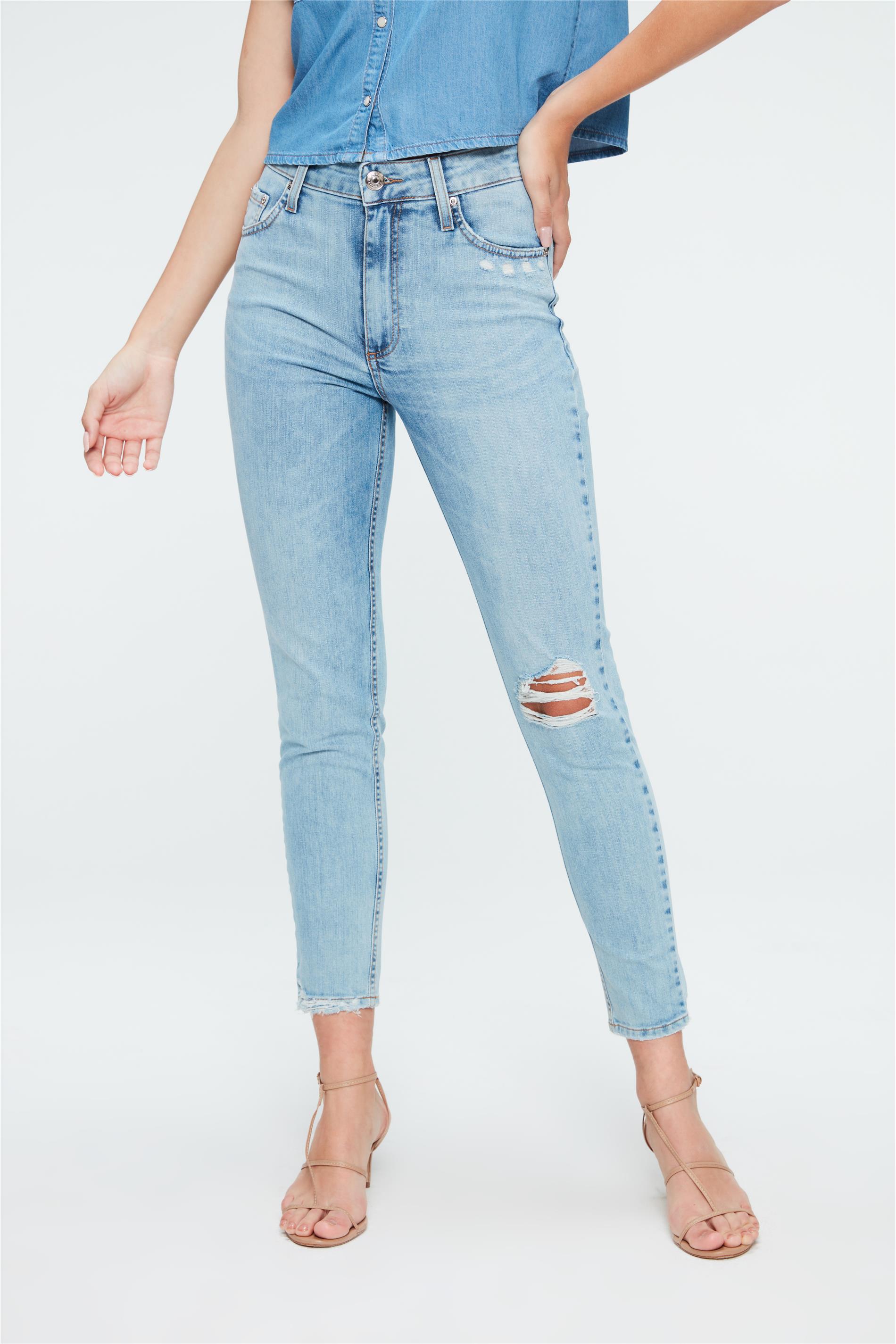 Calça Jeans Cropped Cintura Super Alta - Damyller